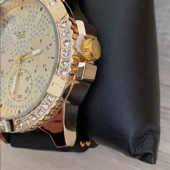 Accessories | Mens Big Face Gold Black Flashy Watch | Poshmark